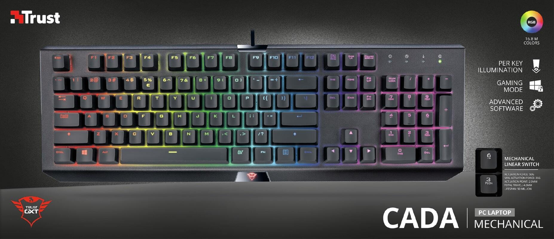 ≡ Игровая клавиатура Trust GXT 890 Cada RGB Mechanical Keyboard BLACK ...