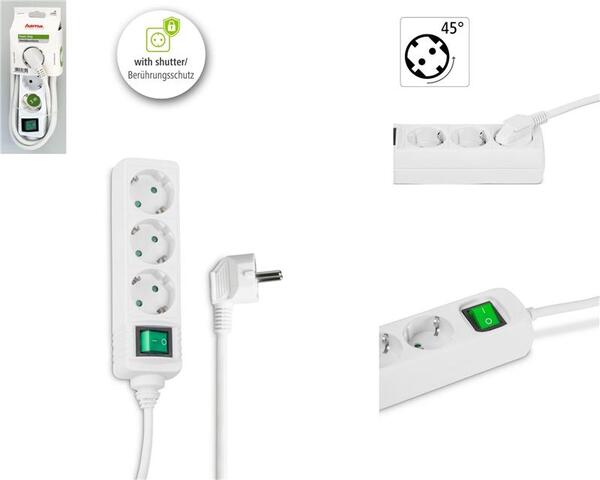 Сетевой удлинитель Hama 3XSchuko 3G*1.5мм 3м White (00121905) – купить ...