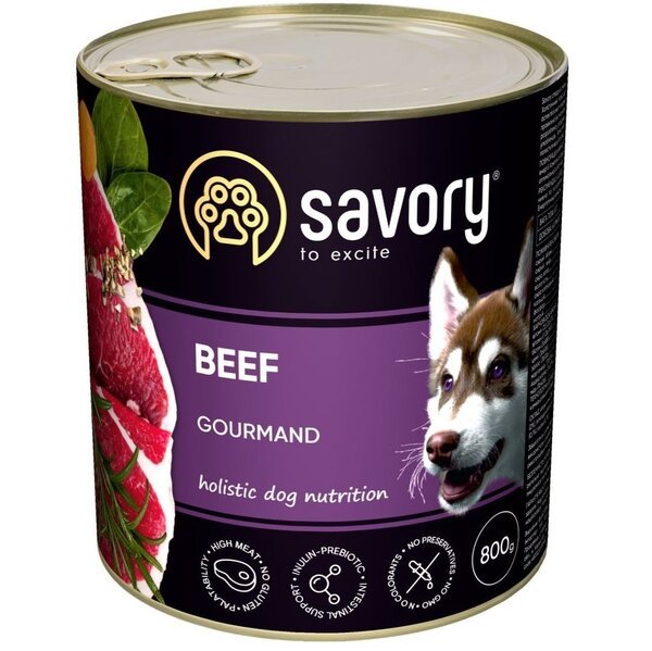 Влажный корм для взрослых собак Savory с говядиной 800г – купить в ...