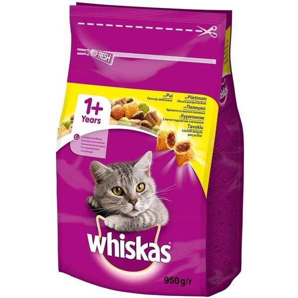 Сухой корм для взрослых кошек Whiskas с курицей 950 г – купить в Киеве ...