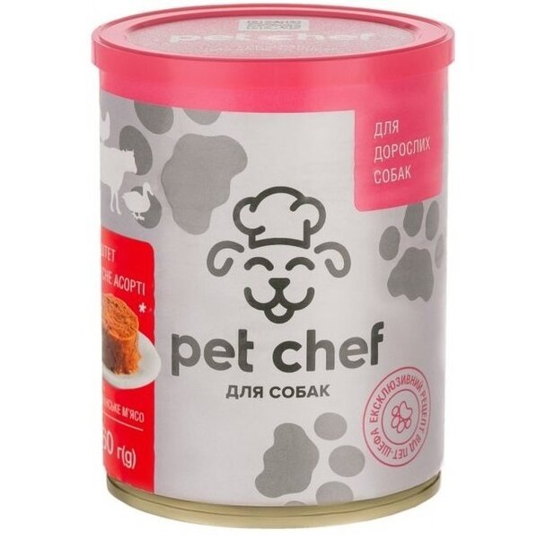 ≡ Паштет для собак Pet Chef м'ясне асорті 800 г – купити в Києві | ціни ...
