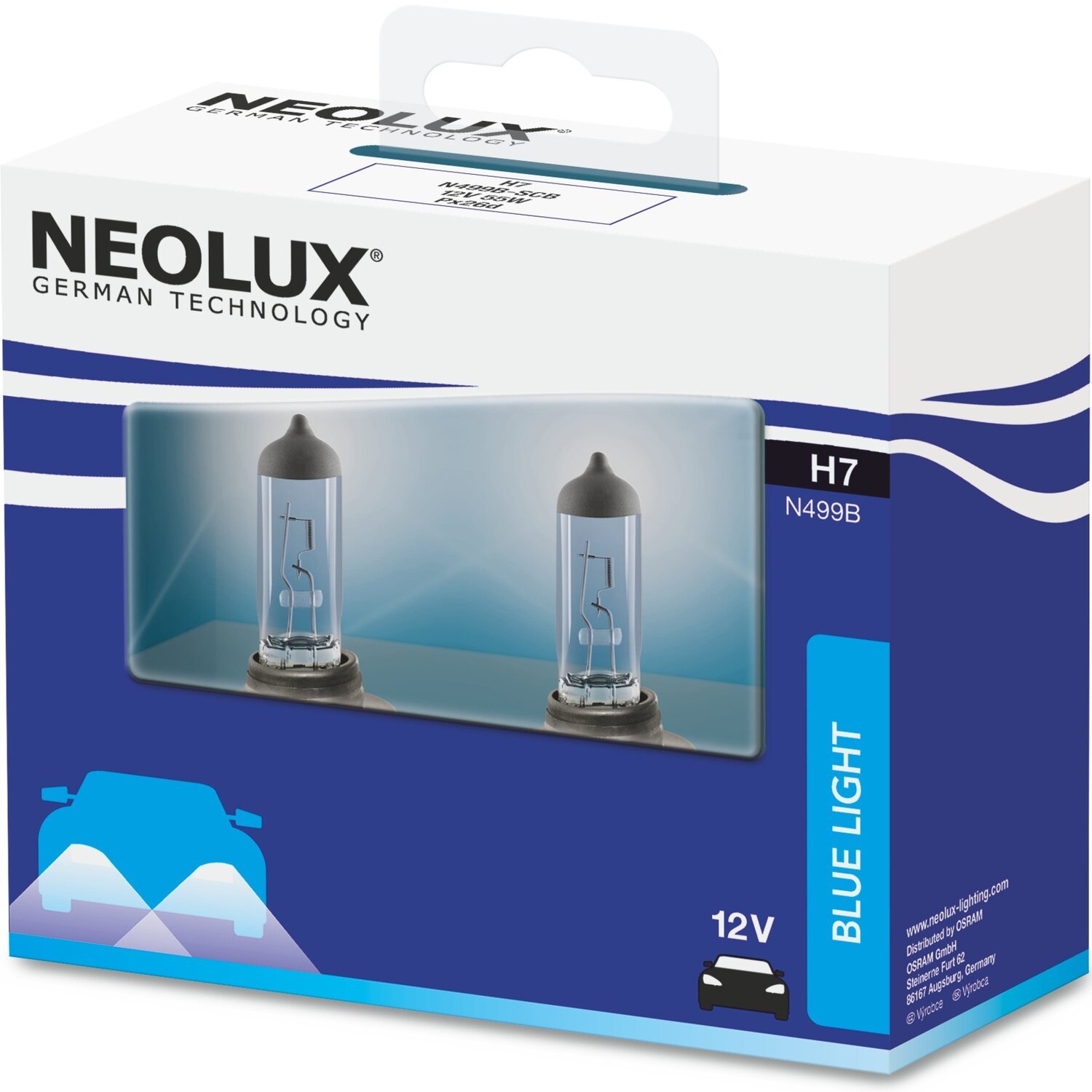 ≡ Лампа Neolux галогенова 12V H7 55W Px26D Blue Light Duobox (2шт) (NE ...