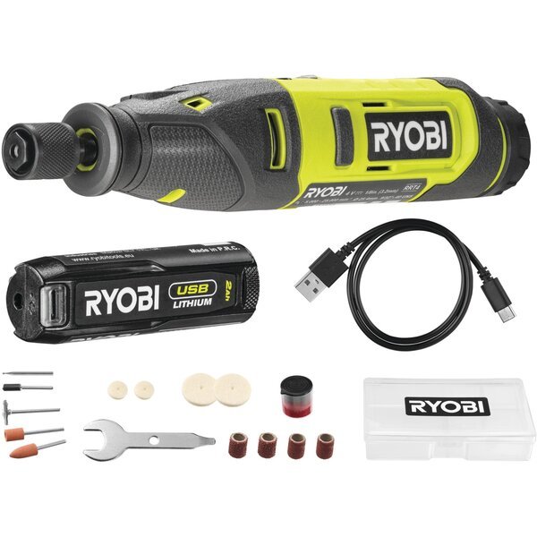 ≡ Шліфмашина пряма Ryobi RRT4-120GA15, 4В USB Lithium, 1х2Аг ...